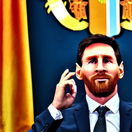 Stable Diffusion prompt: Old Lionel Messi is a President ...
