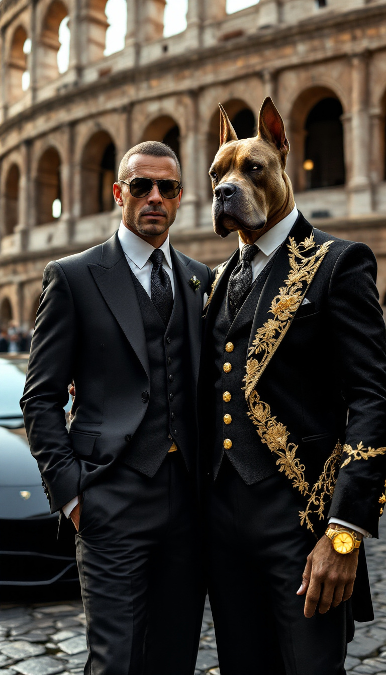 FLUX prompt: An anthropomorphic gogeous Cane Corso in a t...