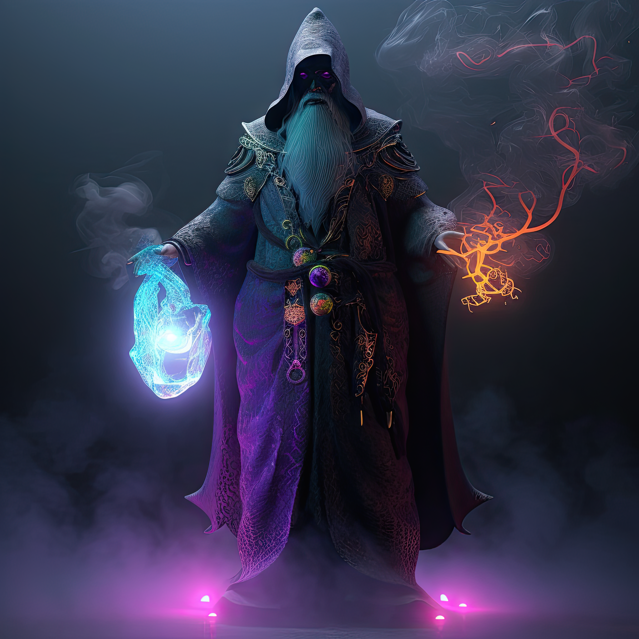 Midjourney prompt: character concept, cosmic void wizard,...