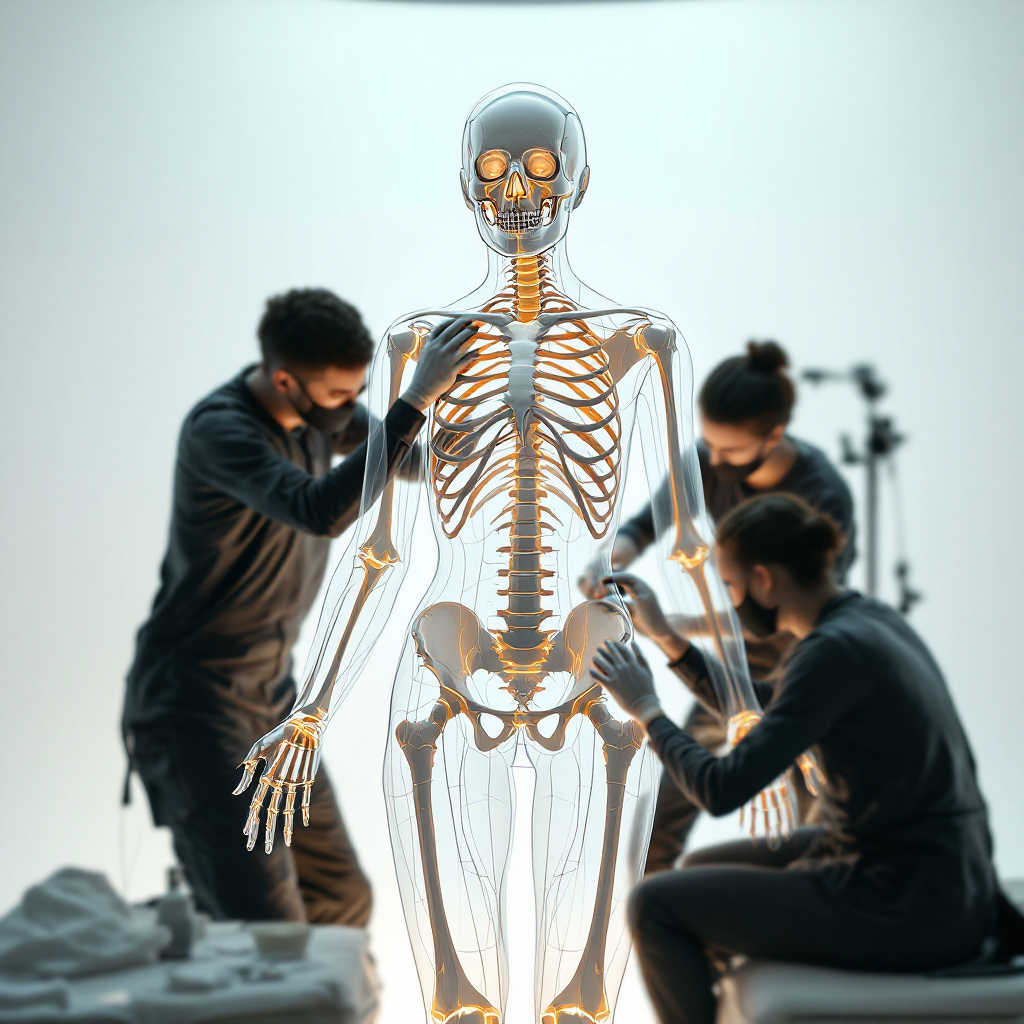 FLUX prompt: a ultra realistic 1/3 full transparent femal...