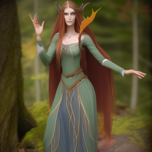 Openjourney prompt: Ember Oakheart, a wood elf druid, pos...