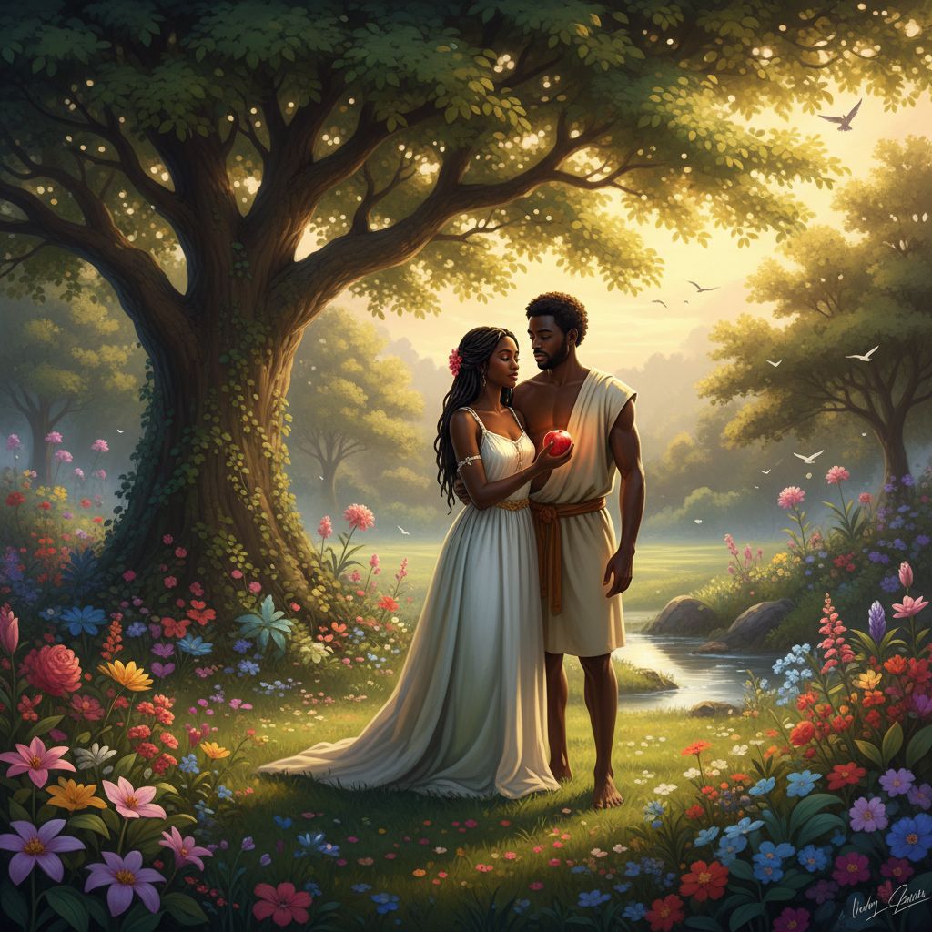 Nano Banana prompt: A serene, lush Garden of Eden scene f...