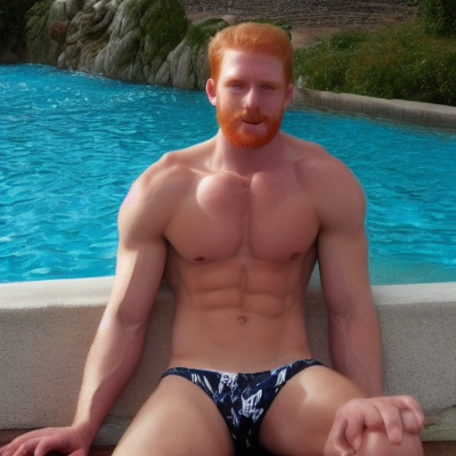 Stable Diffusion prompt: young ginger men, muscular, very...