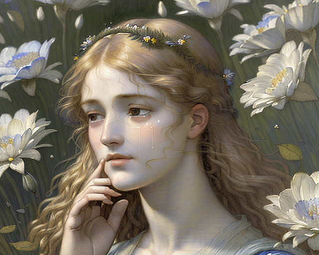 DreamShaper prompt: woman crying insipired by Lucien Lévy...