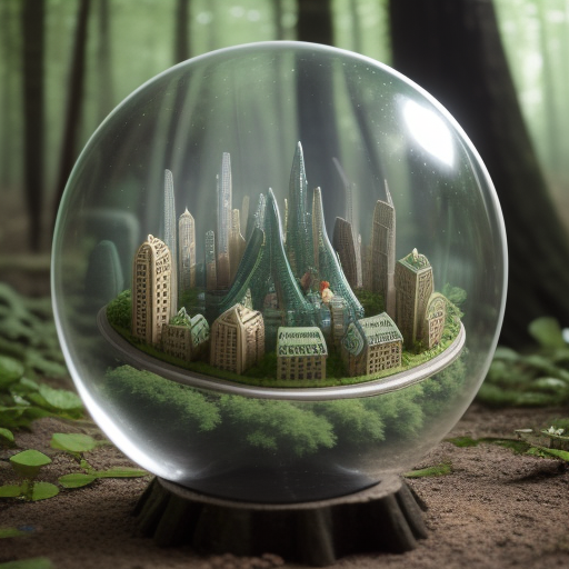 DreamShaper prompt: a mini-city stuffed in a bubble in th...