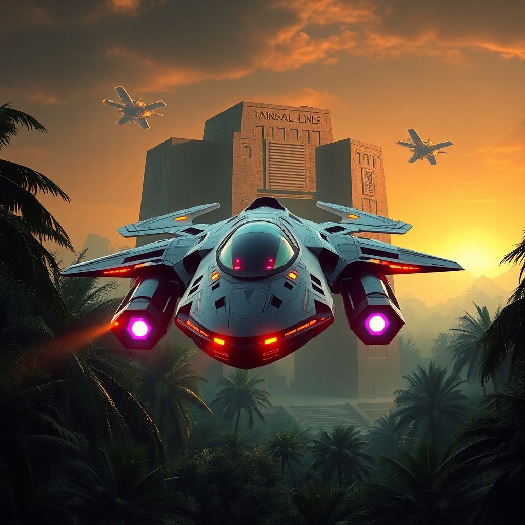 FLUX prompt: "Futuristic epic adventure scene, a massive...