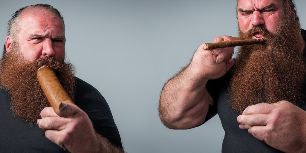 Stable Diffusion prompt: big burly man, he has a big glor...