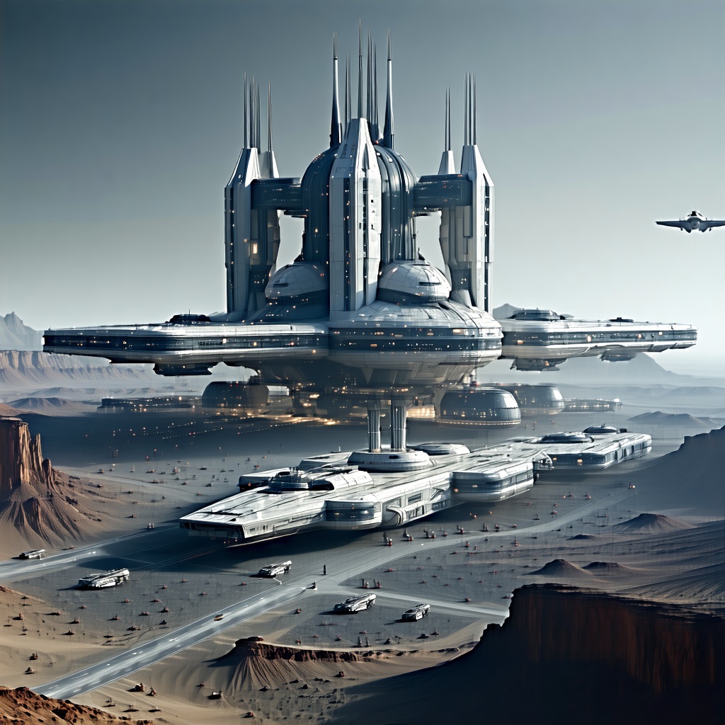 Stable Diffusion prompt: A massive Luna space station cit...