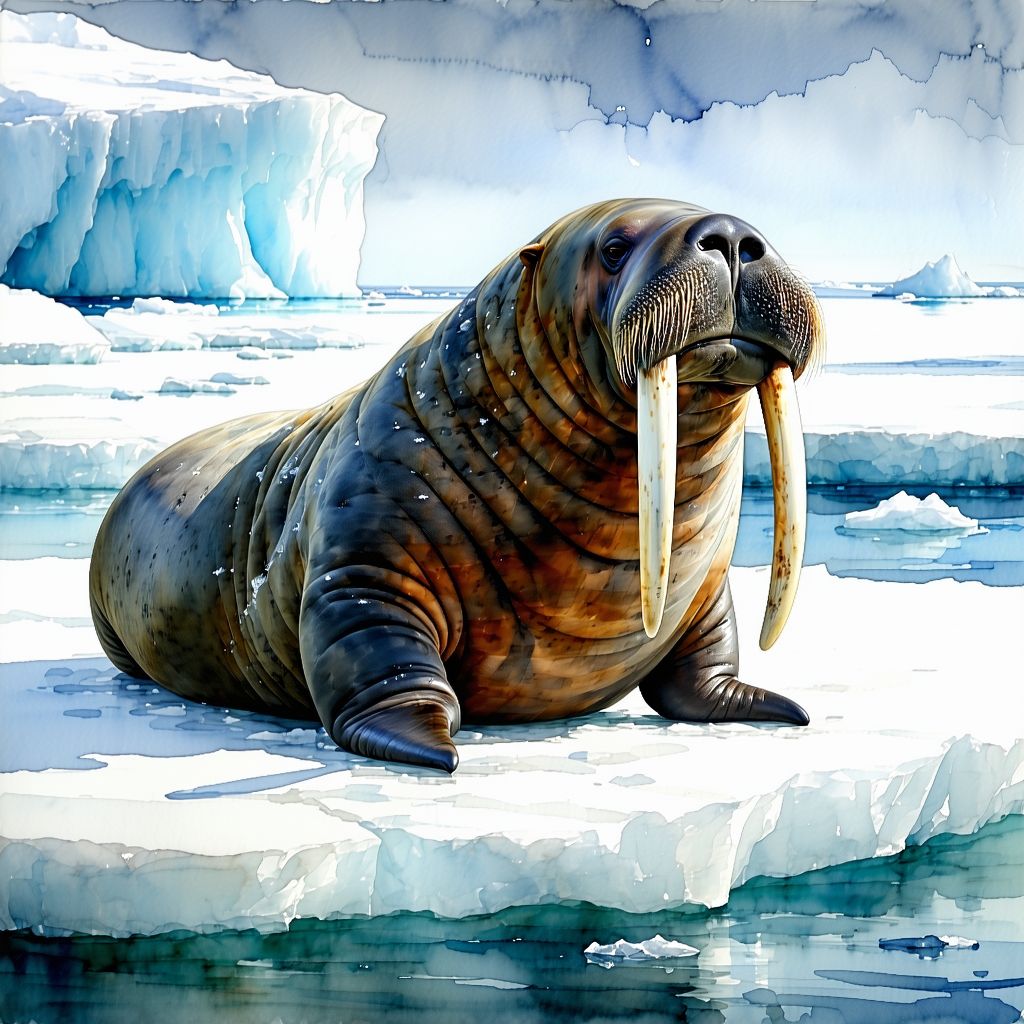 Stable Diffusion prompt: A lumbering walrus::1 basking on...