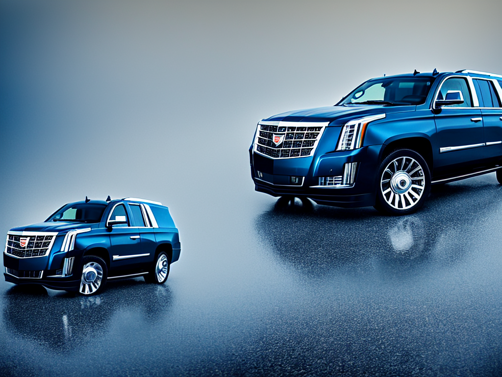 Stable Diffusion prompt: 2042 Cadillac Escalade blue colo...