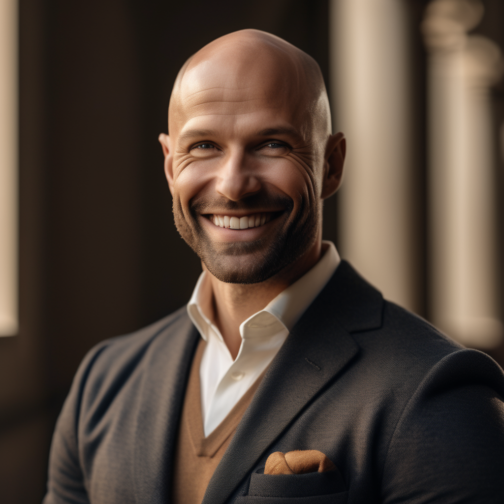 Stable Diffusion prompt: A timeless 35-year-old bald man ...