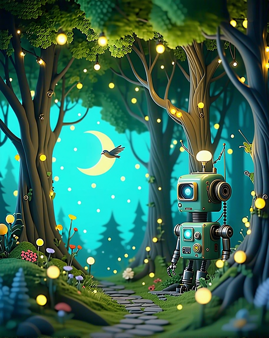 Stable Diffusion prompt: "A whimsical cartoon-style encha...