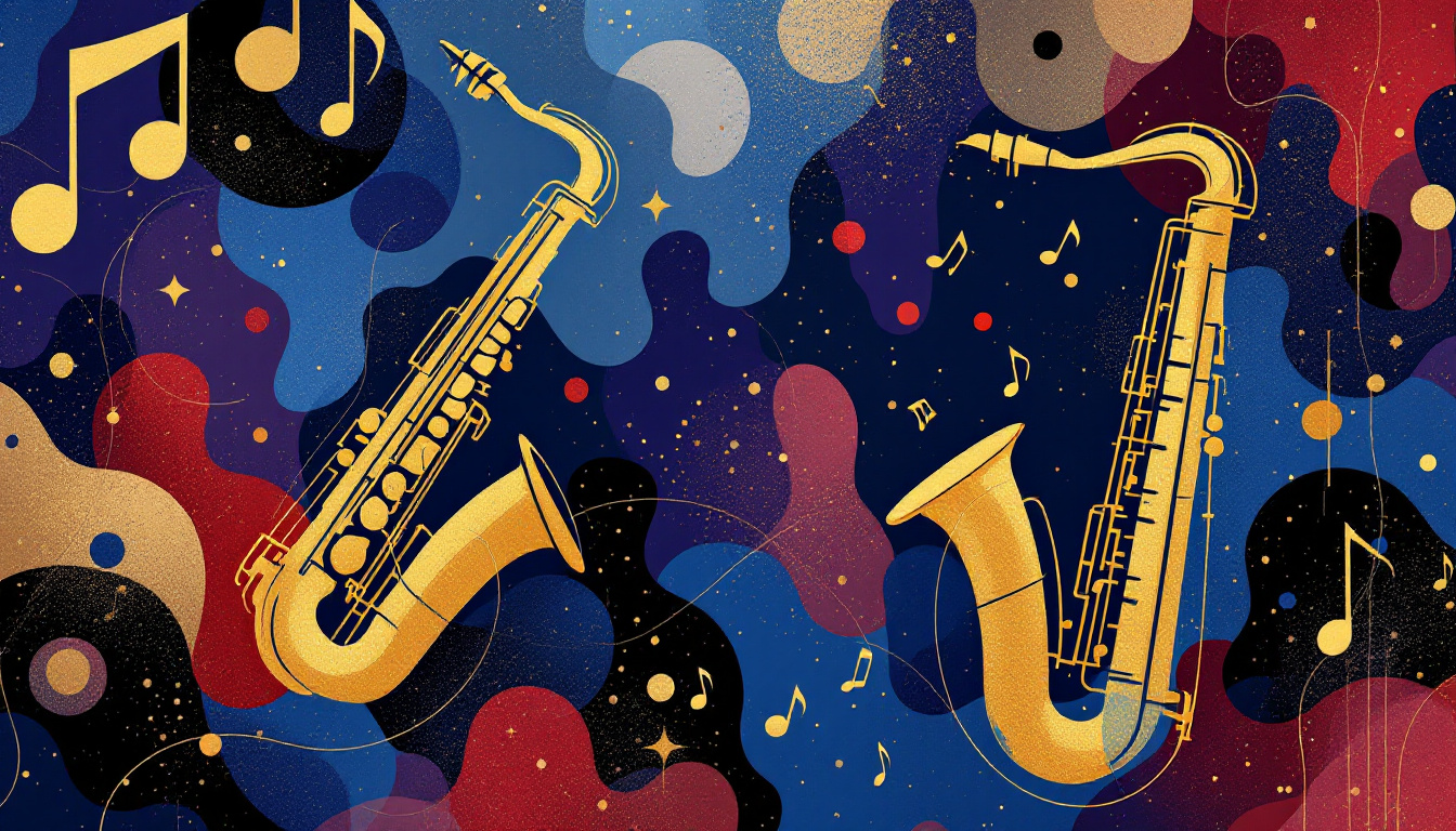 FLUX prompt: An avant-garde header design for a jazz webs...
