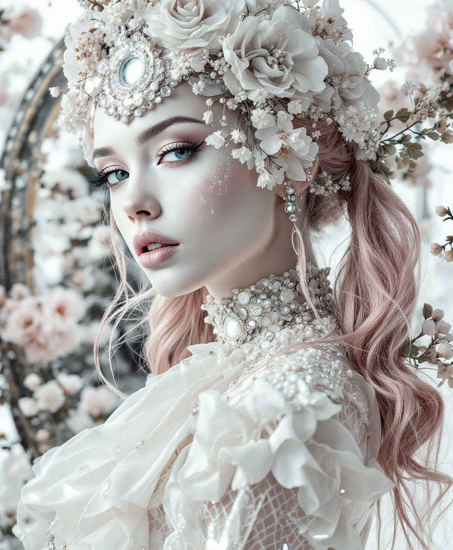 FLUX prompt: Divine Maximalistic white cyberpunk ultra wh...