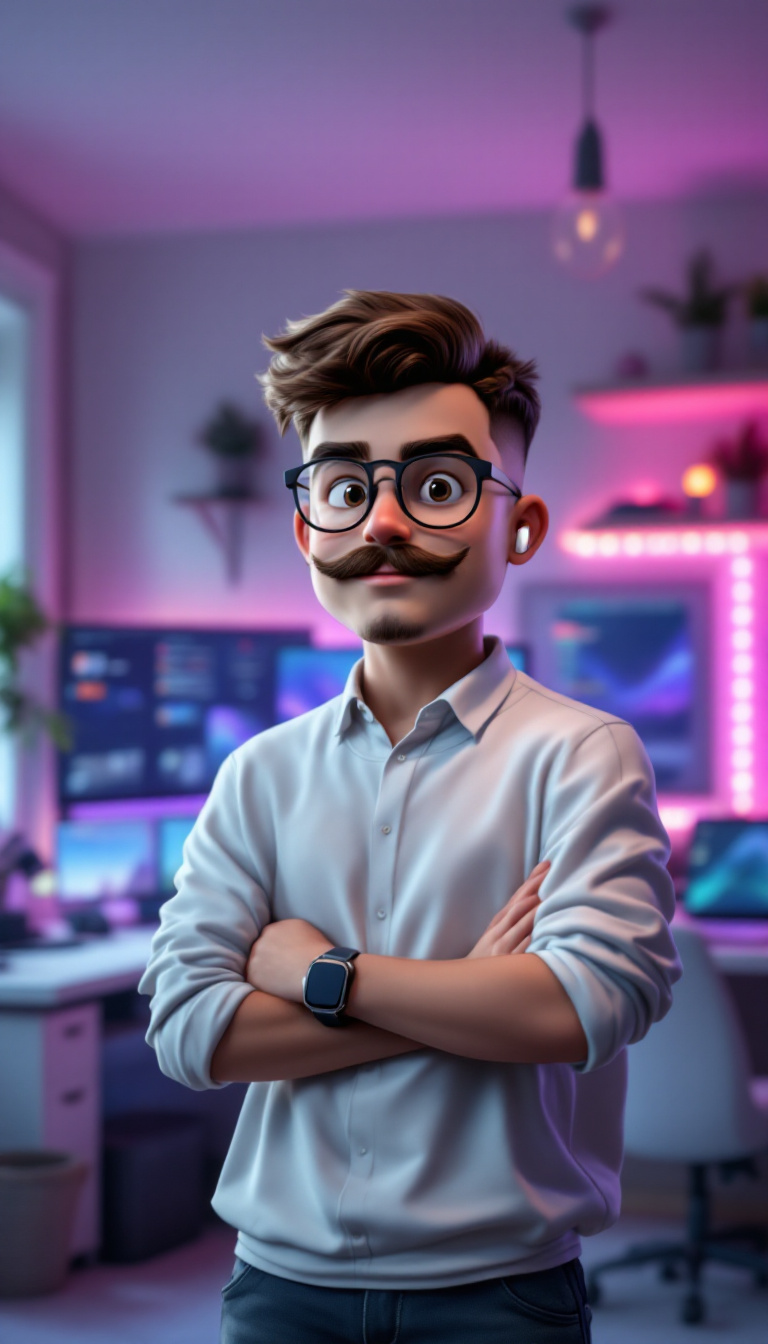 FLUX prompt: Create a semi-realistic male avatar with lig...