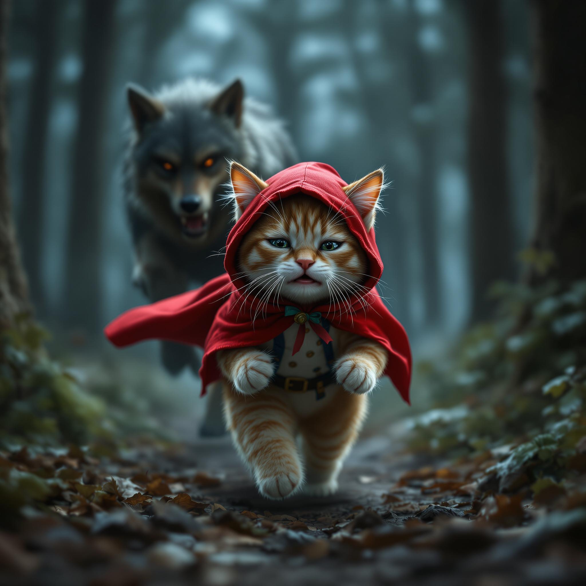 FLUX prompt: anthropomorphic cute cat, wearing the costum...