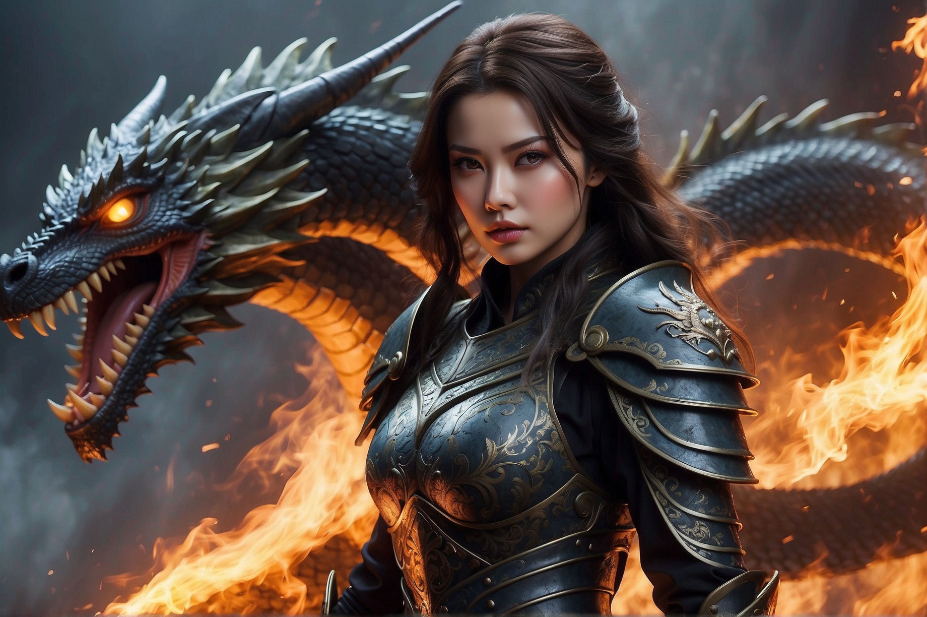 Stable Diffusion prompt: Realistic women with black scary...