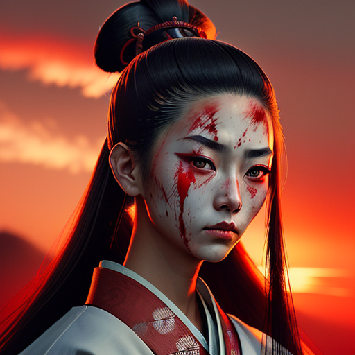 DreamShaper prompt: A portrait of a female Samurai, long ...