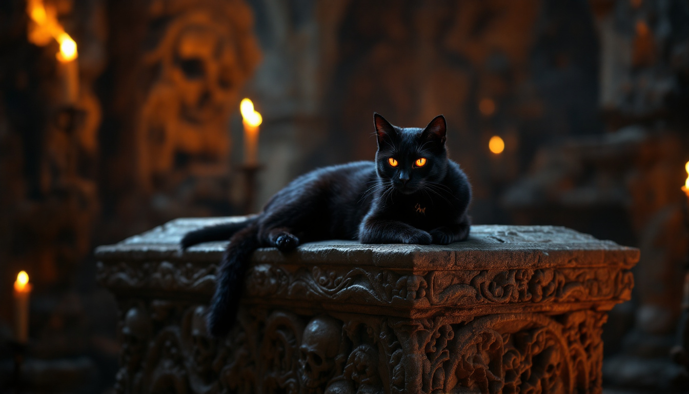 FLUX prompt: In the heart of the crypt, under the dim, fl...