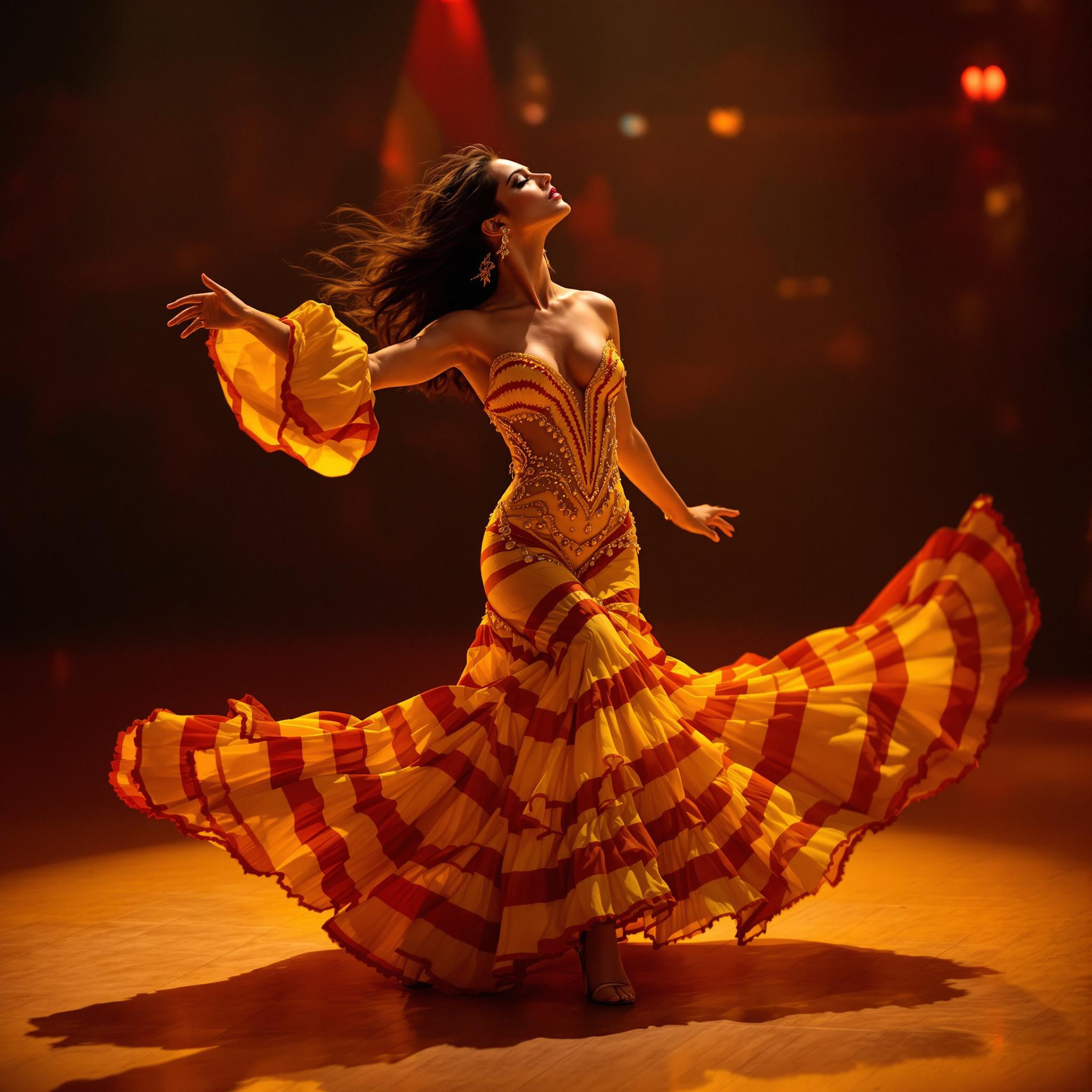 FLUX prompt: photo of Penélope Cruz, in a Spanish flamenc...
