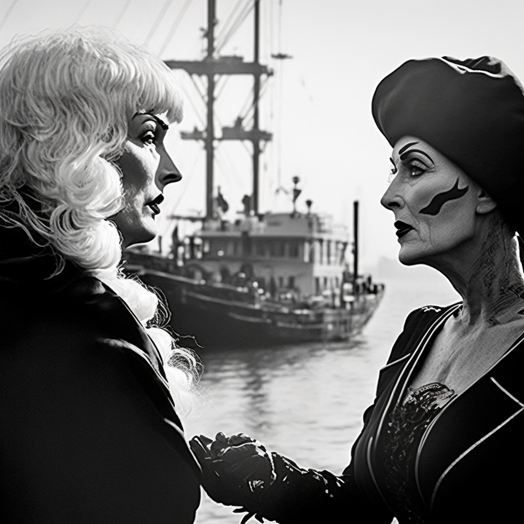 Midjourney prompt: photograph of a mature transvestite ch...