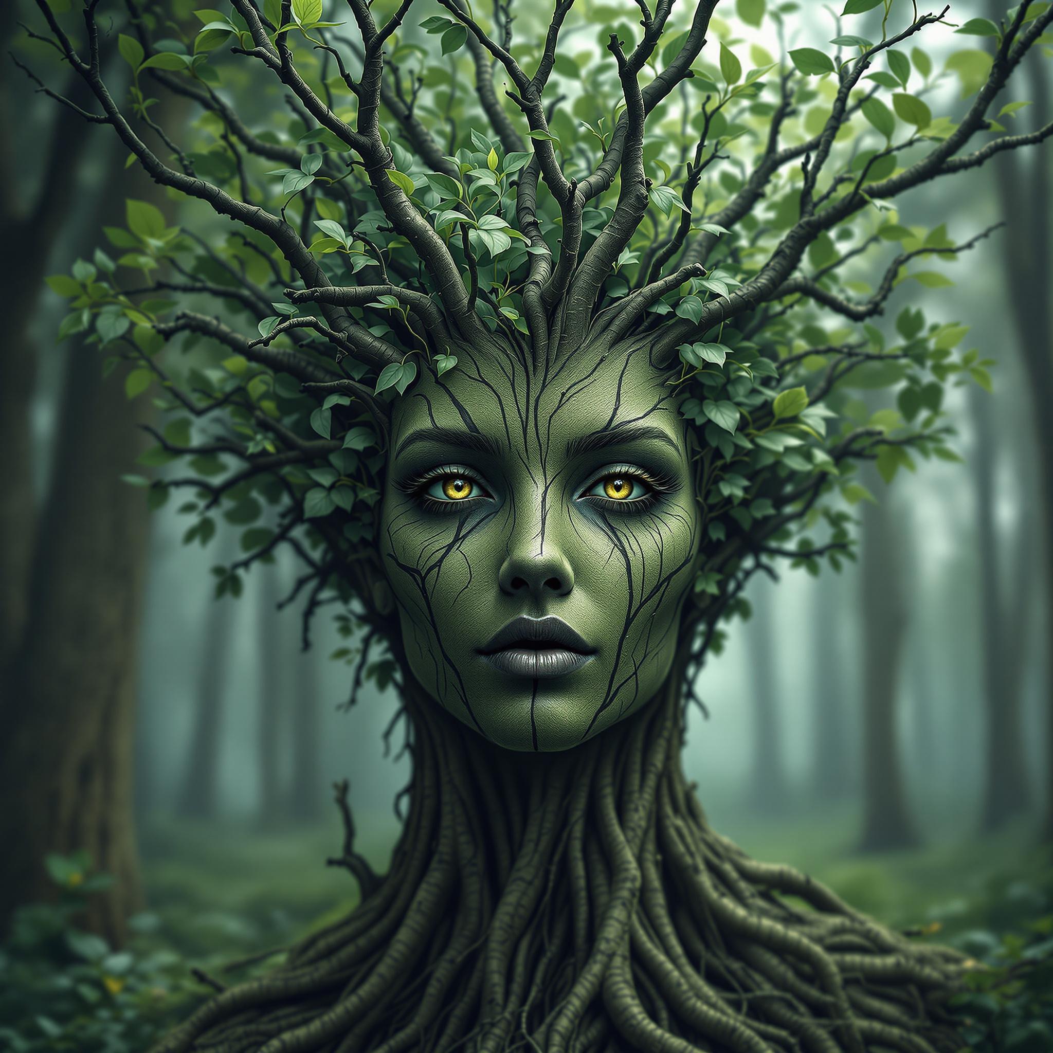 FLUX prompt: Create an image depicting a “arbomorph” huma...