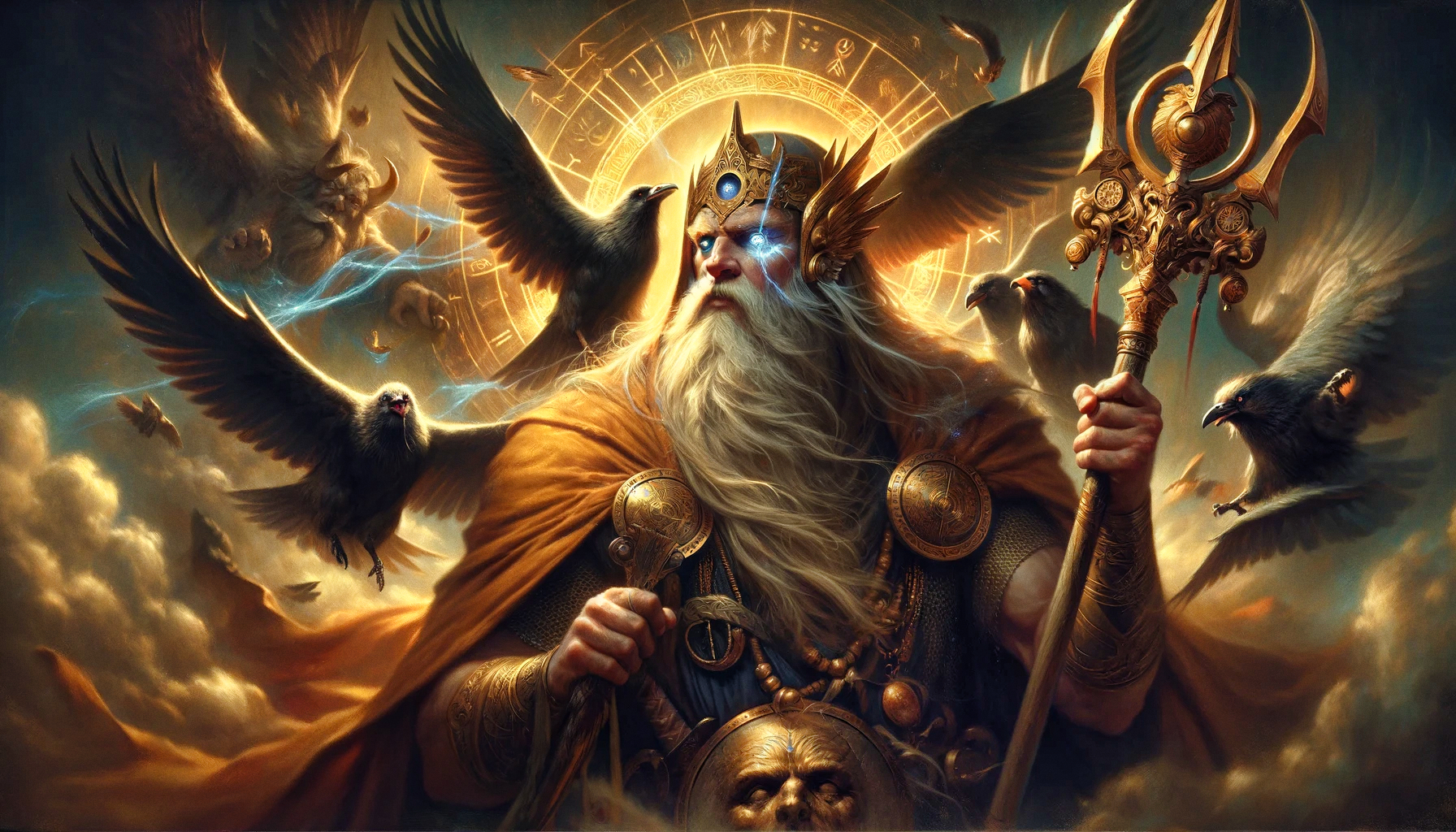 DALL·E prompt: Imagine a scene depicting Odin, the Norse ...