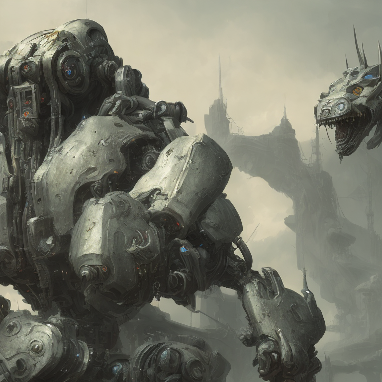 Openjourney prompt: giant robot::1 style of photorealistic, style of F...
