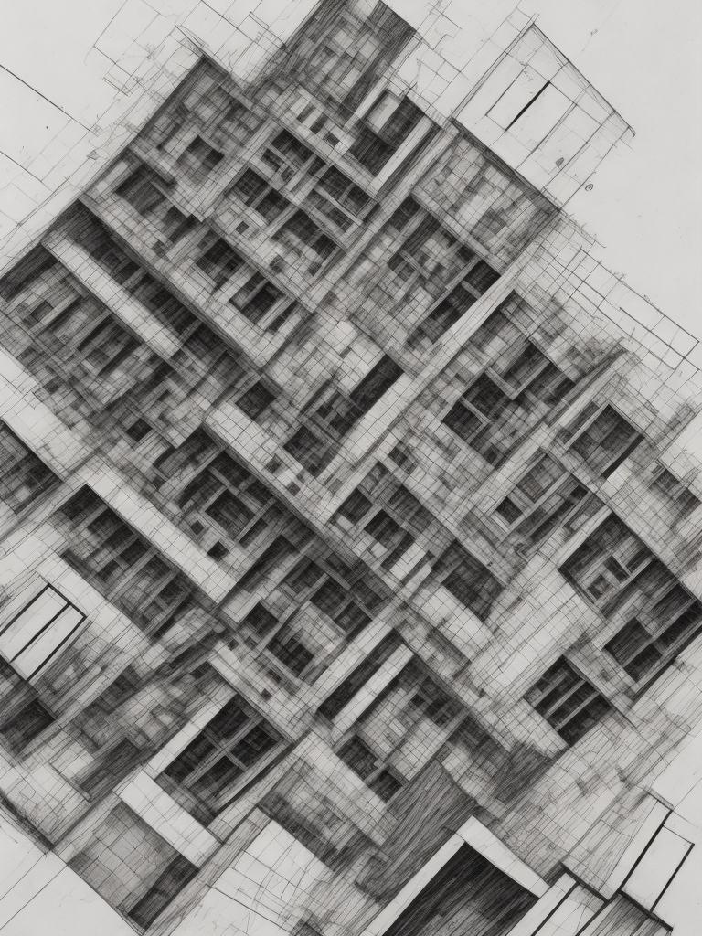 Openjourney prompt: a drawing of a bauhaus building, tech...