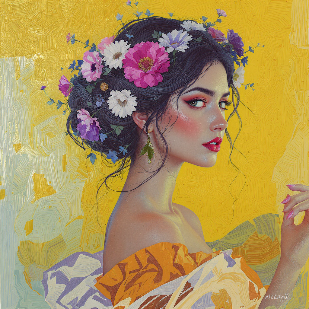FLUX prompt: commercial illustration of a woman dressed i...