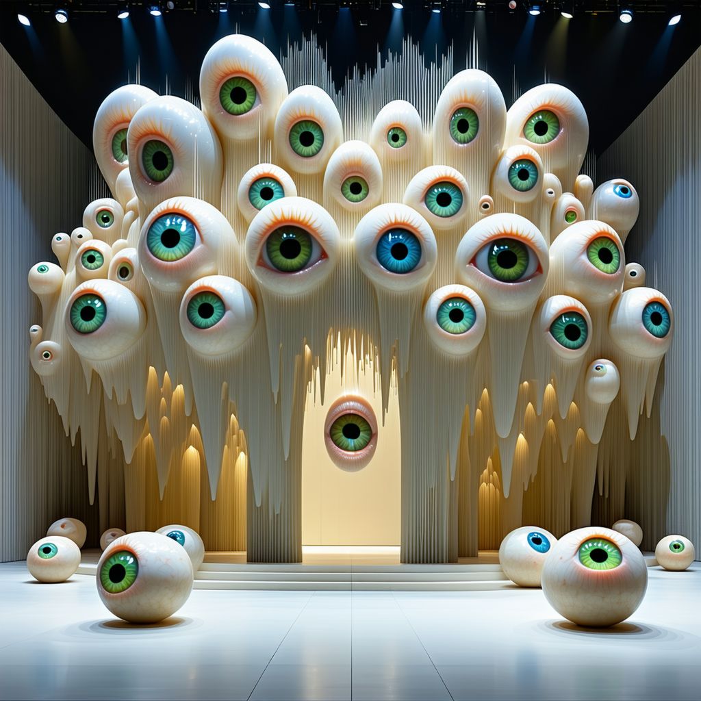 Stable Diffusion prompt: On a stage of human teeth, dozen...