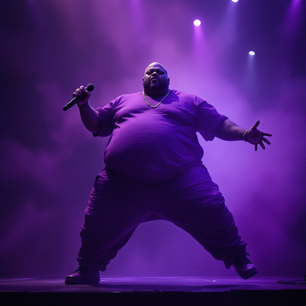 FLUX prompt: dave blunts a big very very fat bald black r...