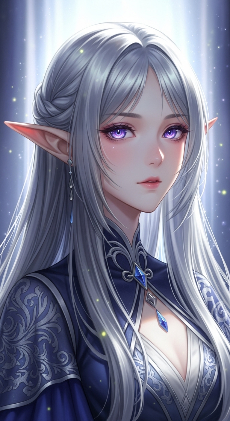 Google Imagen prompt: semi-realistic anime elf girl, long...