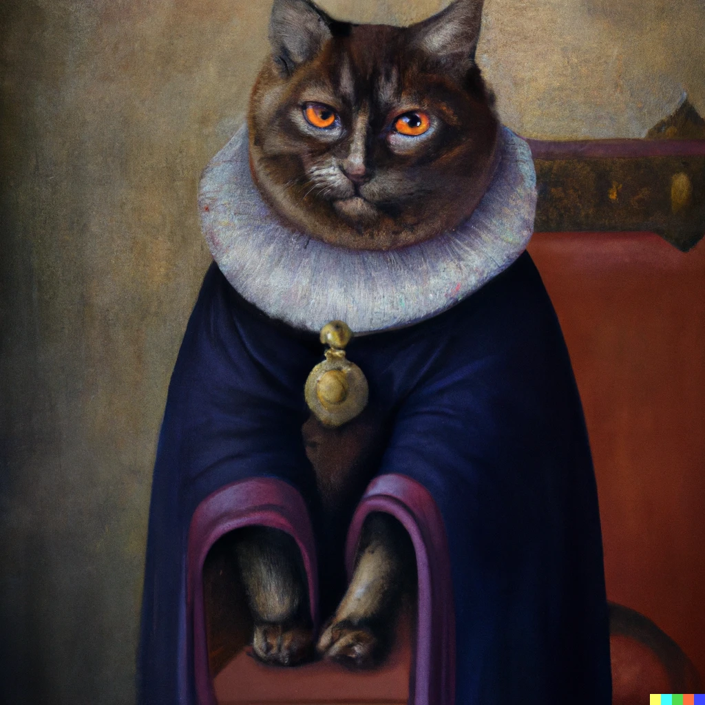 DALL-E prompt: A renaissance painting of a cat in judges ...