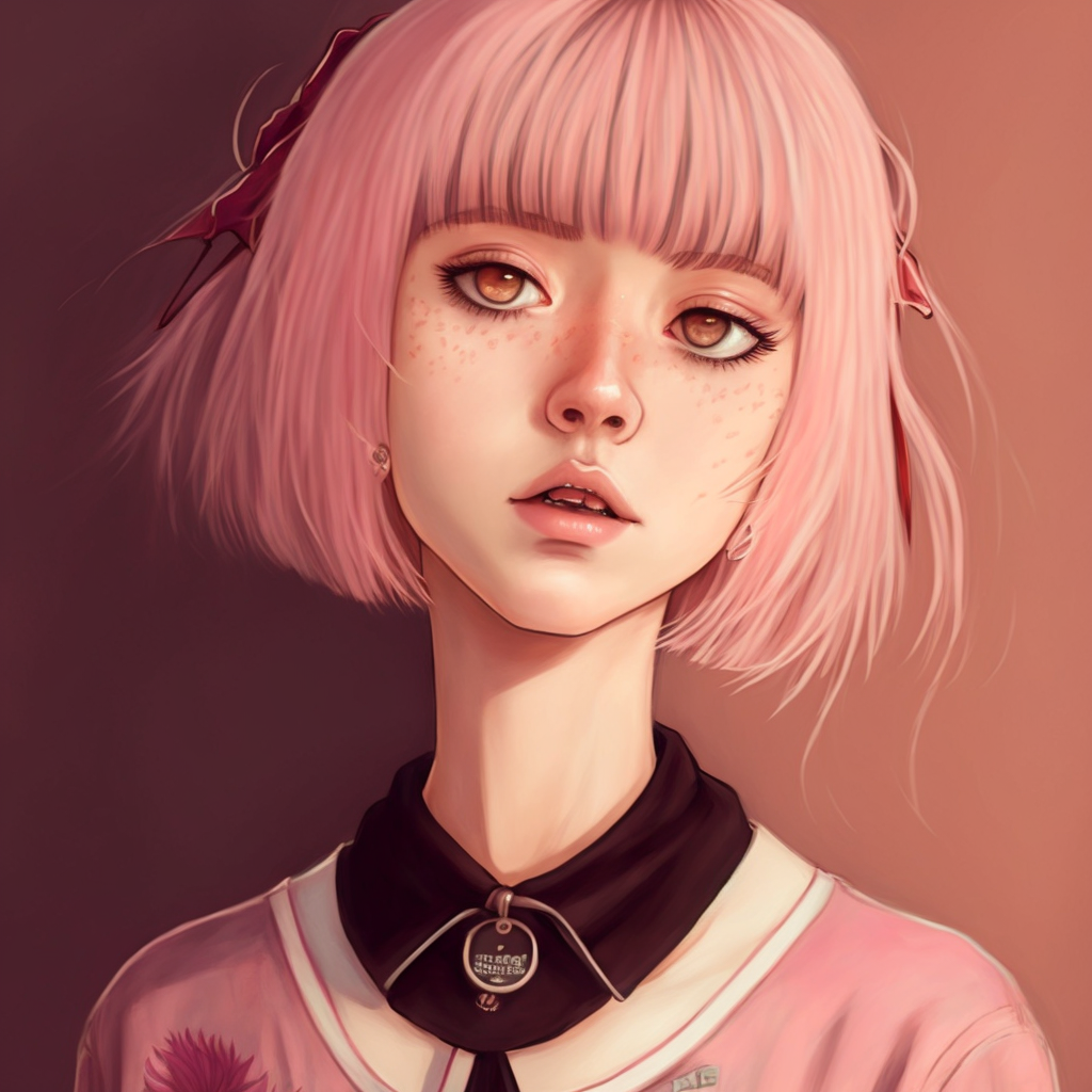 Midjourney prompt: Characters from anime,young goth girl,...