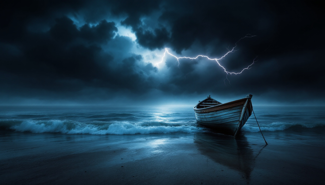 FLUX prompt: Capture the intense atmosphere of a stormy s...