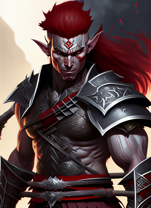 Openjourney prompt: evil male elf warrior with muscular g...