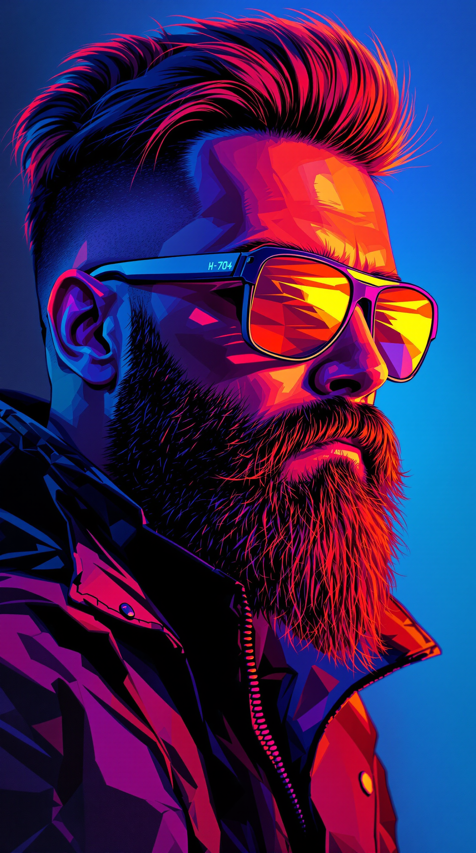 FLUX prompt: a man with a beard and sunglasses, cyberpunk...