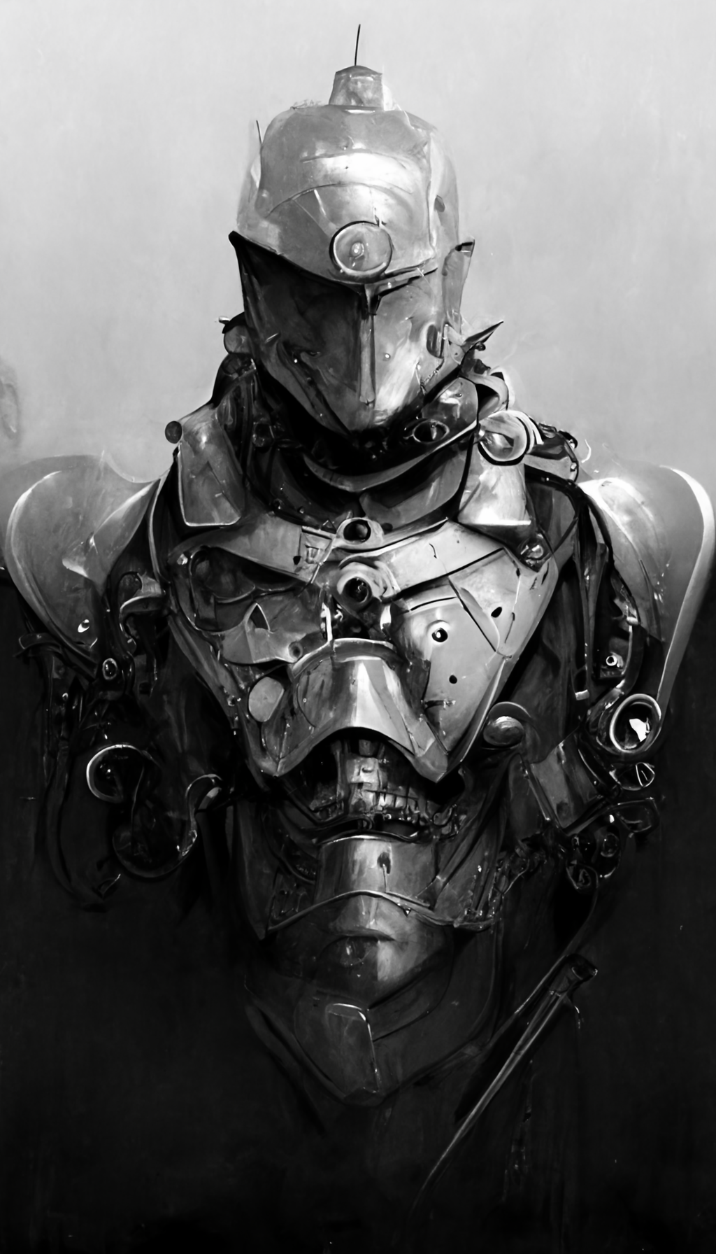 Midjourney prompt: knight, soldier, scifi, power armor, m...