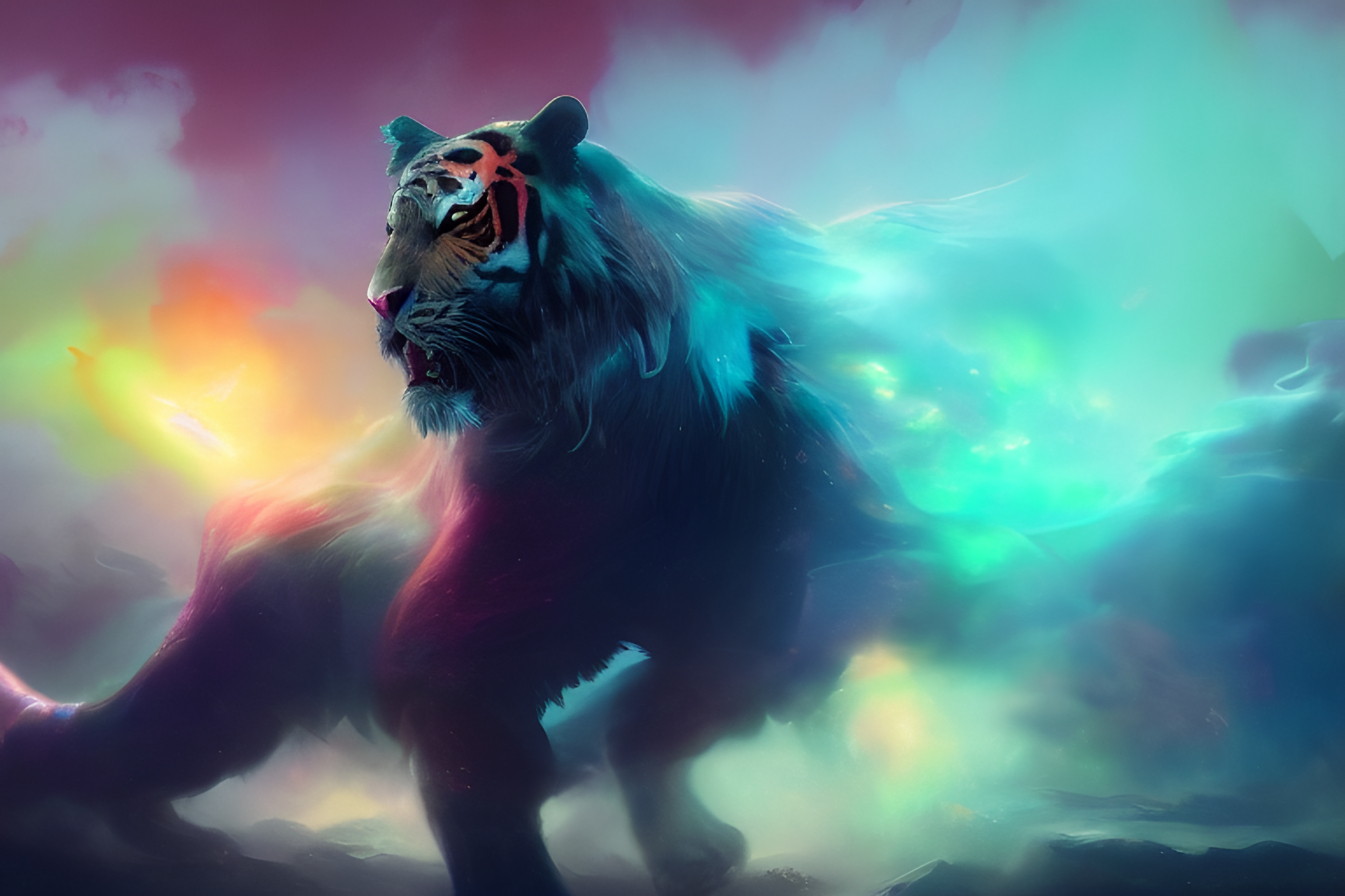 Stable Diffusion prompt: spectral ghost tiger | running a...