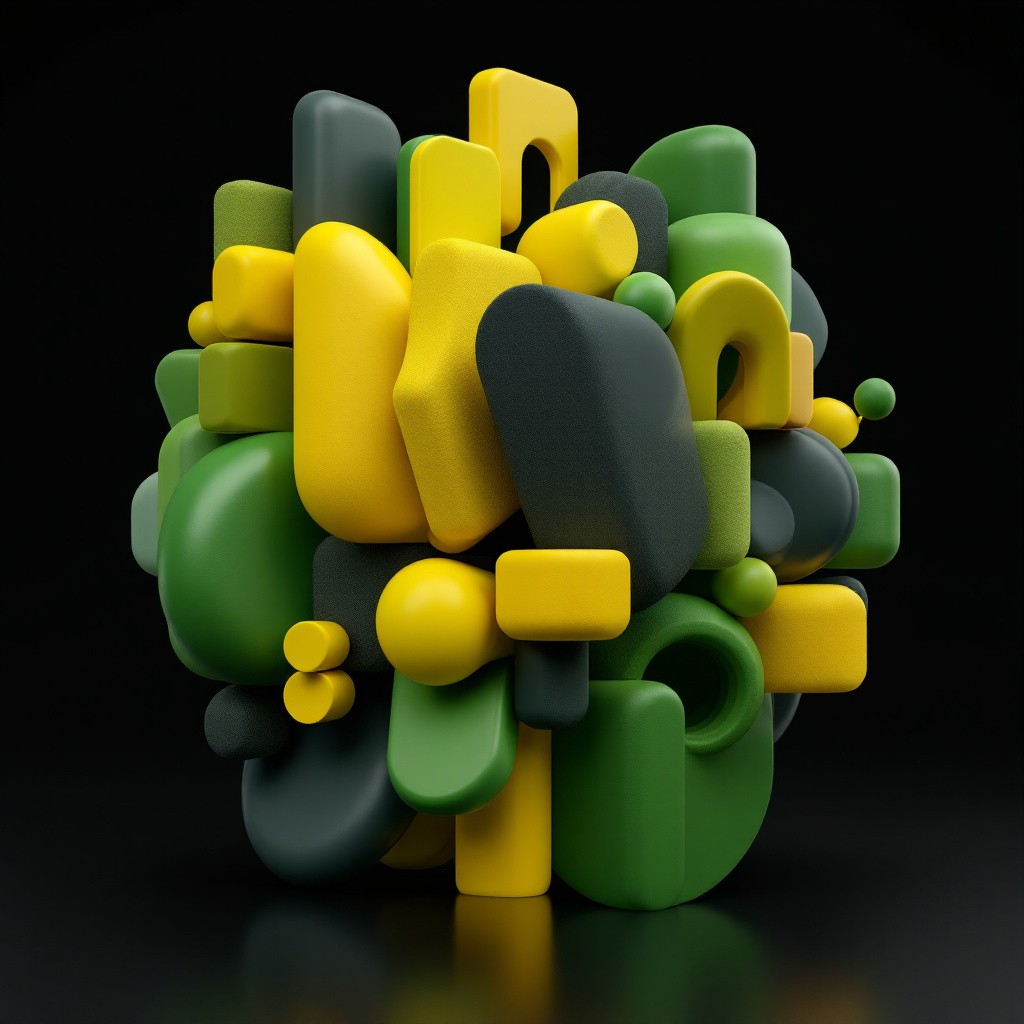 FLUX prompt: 3D geometric shape composition, vivid green ...