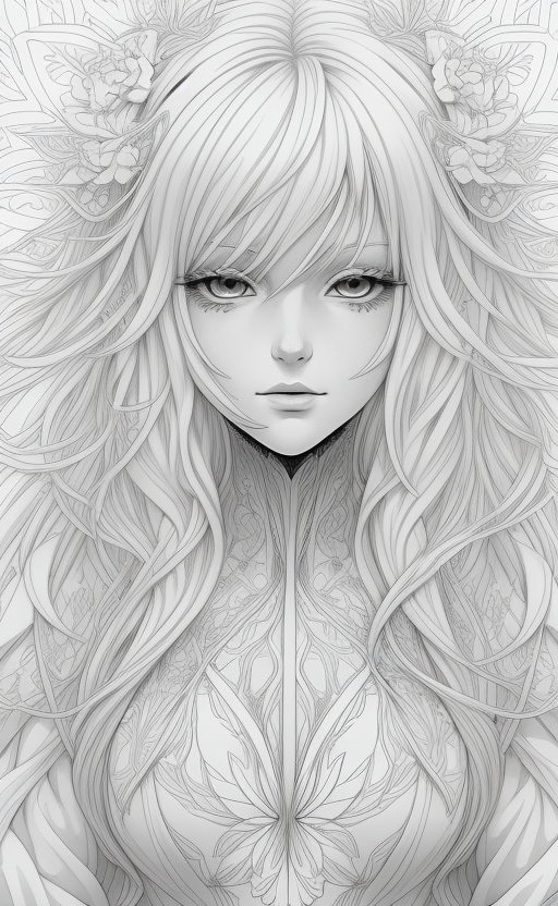 DreamShaper prompt: coloring book cover page Anime portra...