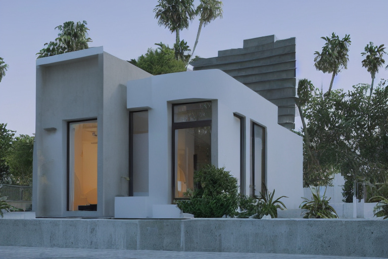 Stable Diffusion prompt: small modern villa, cubic archit...