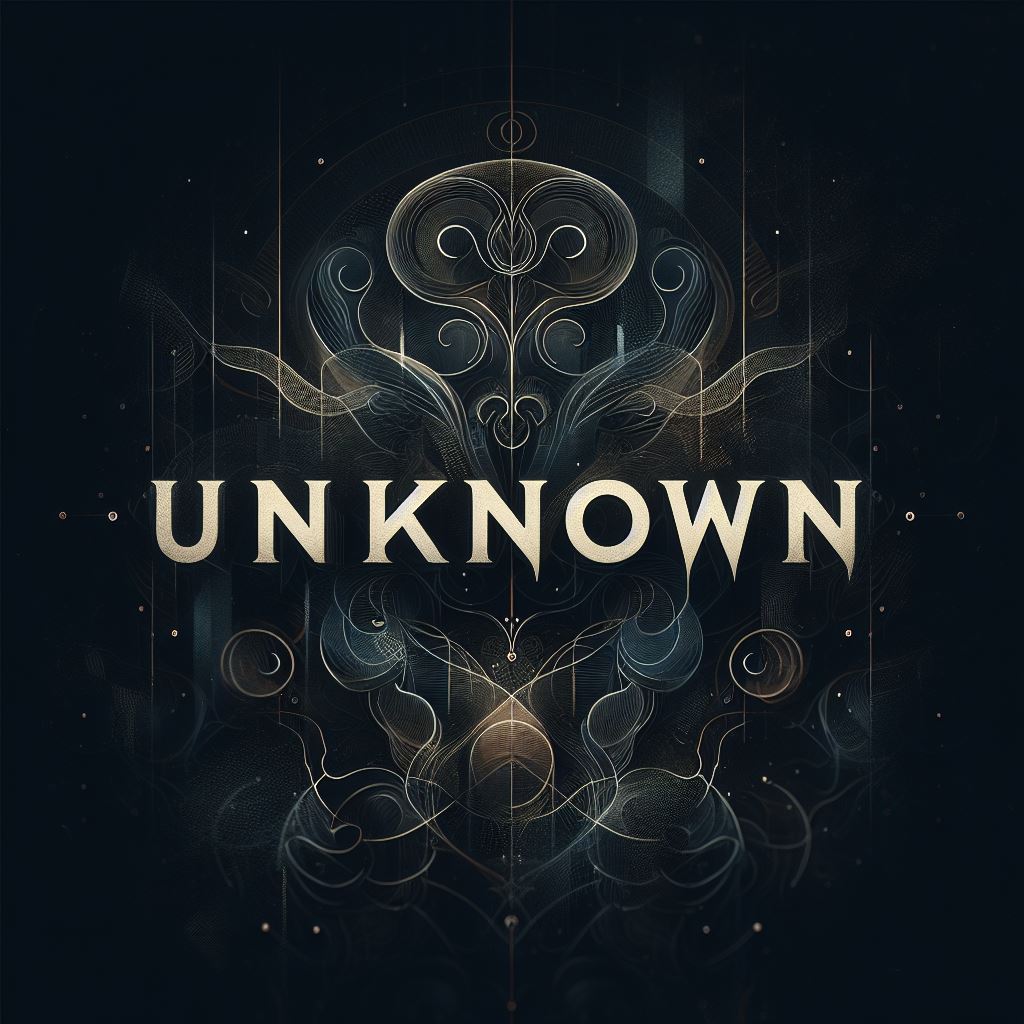 DALL·E prompt: The visual features the word "unknown" in ...