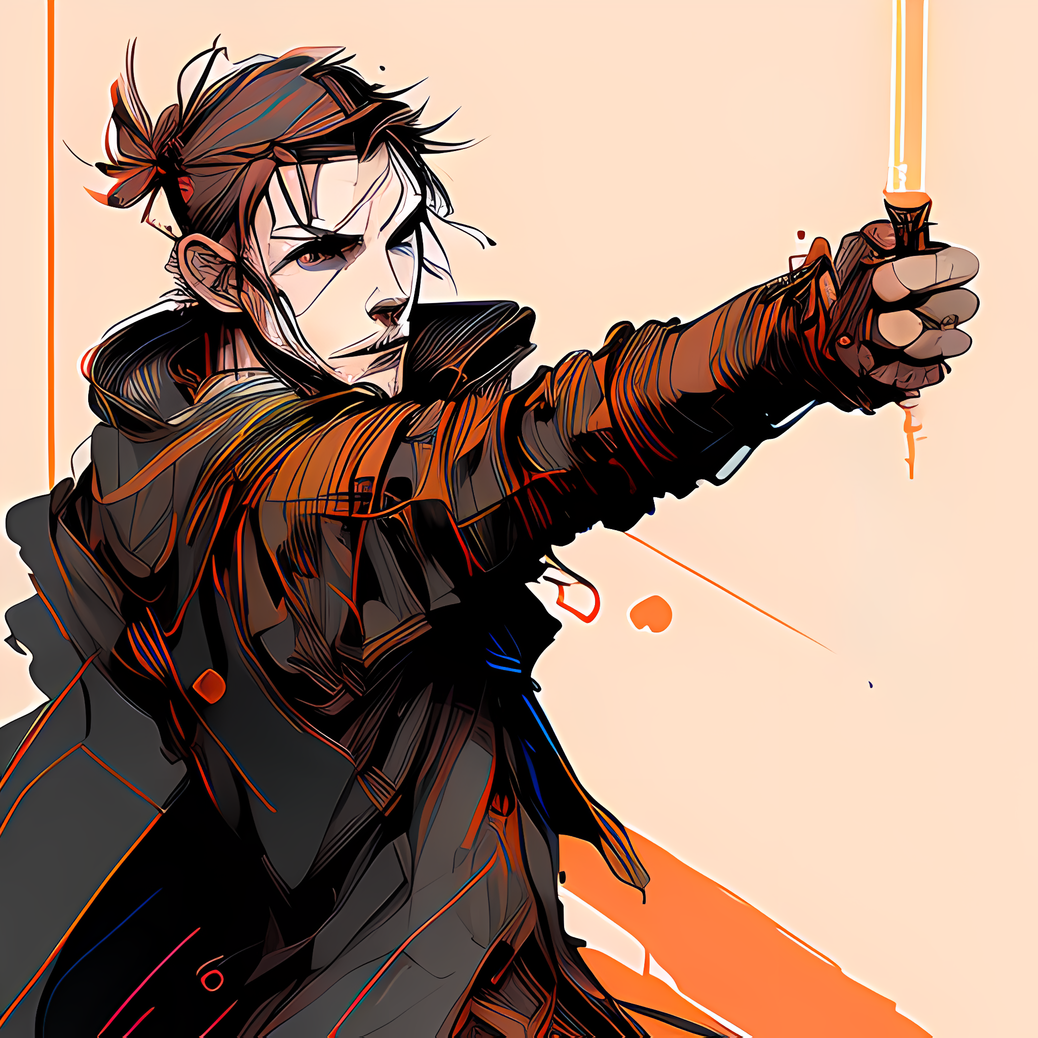Stable Diffusion prompt: nvinkpunk, rhonin Jedi holding r...