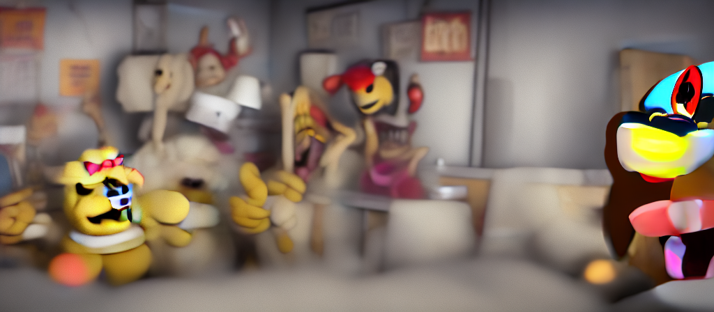 Stable Diffusion prompt: chica fnaf is gumbo, trap time,