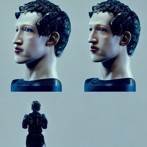 Stable Diffusion prompt: cyborg mark zuckerberg, bust por...