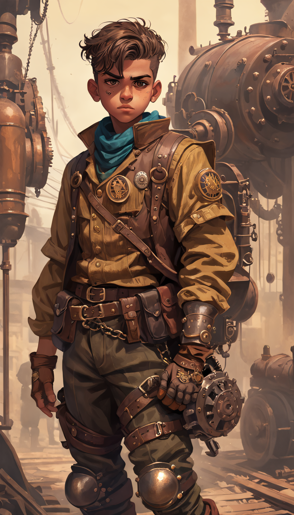 Stable Diffusion prompt: Dieselpunk style , A teenage Boy...