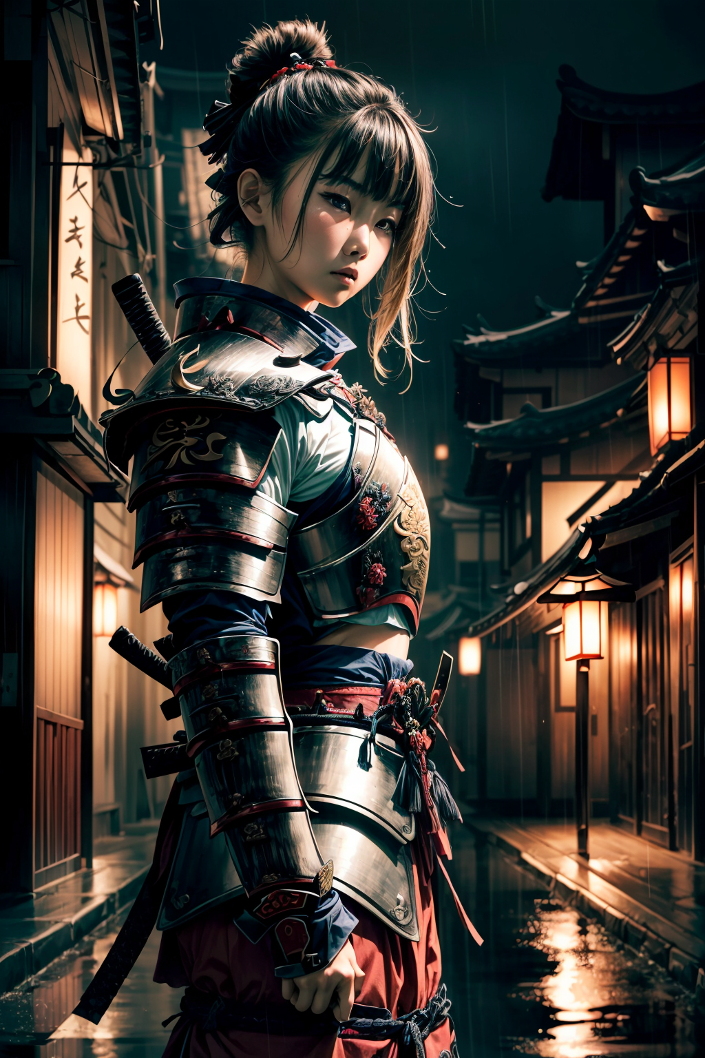Stable Diffusion prompt: (Asian girl wearing intricate sa...
