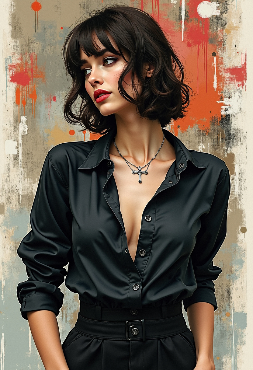 FLUX prompt: A Dutch woman rendered in an aesthetic, pain...